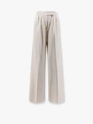 Max Mara MAX MARA Pinstriped Cotton Wide-Leg Trousers Multicolor