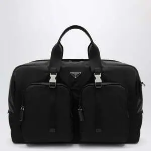 Prada Re-nylon And Saffiano Leather Travel Bag - Black