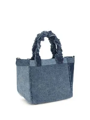 GANNI Small Trapeze Denim Shopper Bag - Blue
