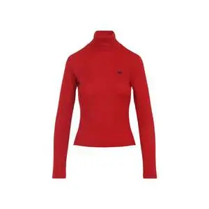 Celine Wool Turtleneck Top - Red
