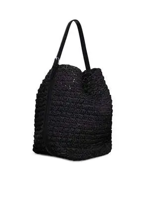 TOTEME Raffia Tote Bag With Belt - Black