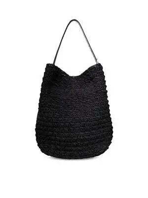 TOTEME Raffia Tote Bag With Belt - Black