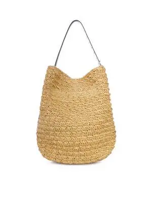 TOTEME Raffia Hobo Bag With Belt - Cream