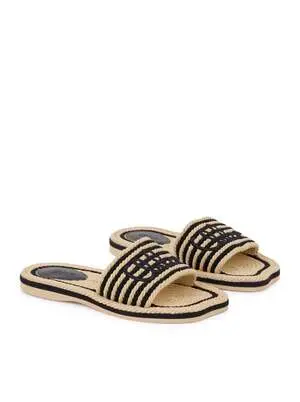 Chloé Braided Rope Slippers With Embroidered Logo - Multicolor