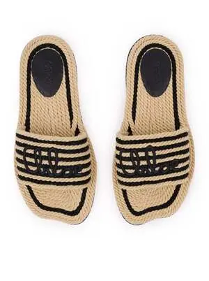 Chloé Braided Rope Slippers With Embroidered Logo - Multicolor