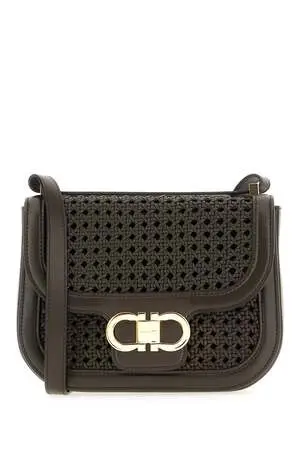 FERRAGAMO Woven Crossbody Bag With Gold Tone Clasp - Multicolor