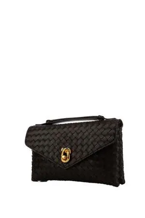 Bottega Veneta Woven Leather Turn Lock Crossbody Bag