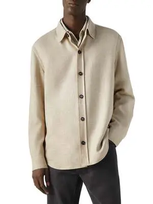 Zegna Overshirt In Cashmere Linen And Silk - Cream