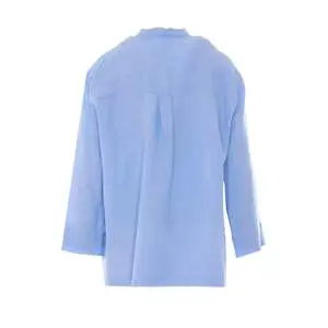 Max Mara Linen Mandarin Collar Shirt - Blue
