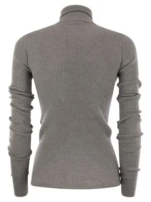 Sportmax Niagara Wool Ribbed Turtleneck Jumper - Gray