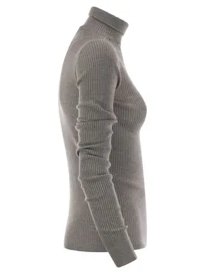 Sportmax Niagara Wool Ribbed Turtleneck Jumper - Gray