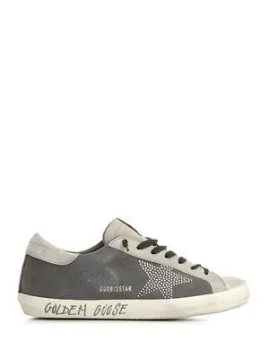 GOLDEN GOOSE Super Star Sneakers With Studded Star Detail - Gray