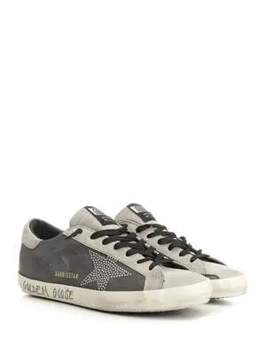 GOLDEN GOOSE Super Star Sneakers With Studded Star Detail - Gray