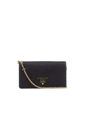 Prada Black Saffiano Leather Chain Wallet
