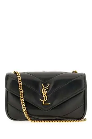 Saint Laurent Quilted Leather Crossbody Bag With Gold Tone Chain Strap