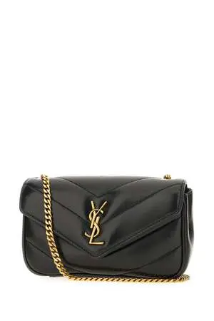 Saint Laurent Quilted Leather Crossbody Bag With Gold Tone Chain Strap