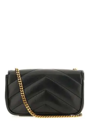 Saint Laurent Quilted Leather Crossbody Bag With Gold Tone Chain Strap