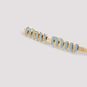 Miu Miu Brass Hair Clip With Enamel Logo