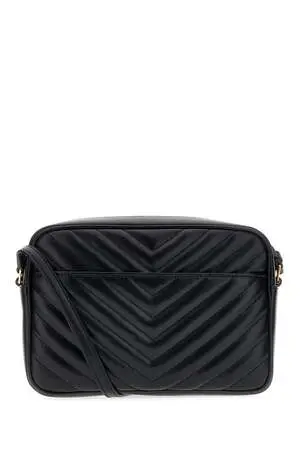 Saint Laurent Quilted Leather Camera Bag With Gold Tone Monogram - Multicolor