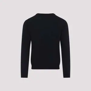 Valentino Garavani Virgin Wool Crewneck Sweater With Gold-tone Metallic V Logo Detail