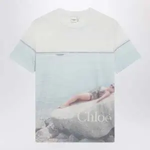Chloé Crewneck Logo T-shirt In Cotton Jersey - Multicolor