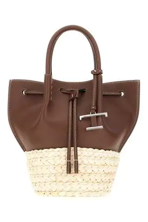 TOD'S Raffia And Leather Bucket Bag - Multicolor