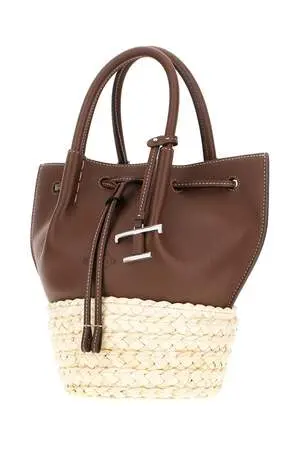 TOD'S Raffia And Leather Bucket Bag - Multicolor