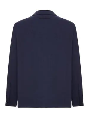 Zegna Wool And Linen Mix Jacket With Patched Pockets - Blue