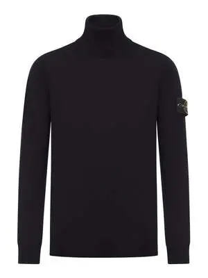 Stone Island Compass Logo Turtleneck Sweater - Black