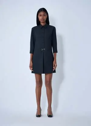 Gucci Wool Mini Dress With Logo Hardware