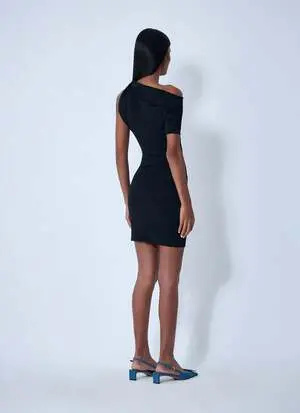 Jacquemus La Mini Robe Drapado Asymmetrical One-shoulder Mini Dress - Black