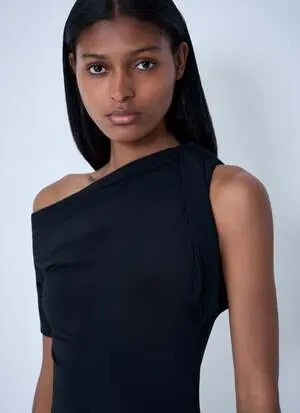 Jacquemus La Mini Robe Drapado Asymmetrical One-shoulder Mini Dress - Black