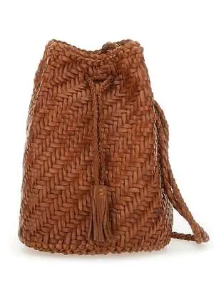 Dragon Diffusion Woven Leather Bucket Bag