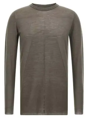 Rick Owens Biker Level' Crew Neck Virgin Wool Sweater - Gray