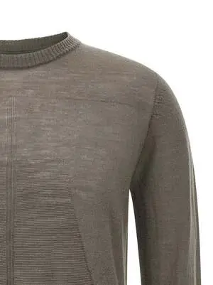 Rick Owens Biker Level' Crew Neck Virgin Wool Sweater - Gray
