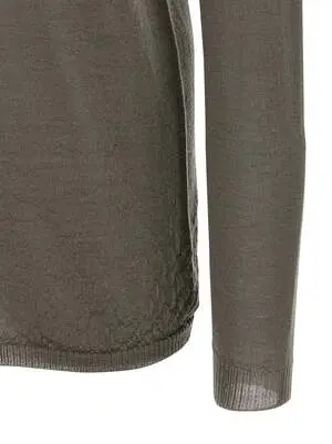 Rick Owens Biker Level' Crew Neck Virgin Wool Sweater - Gray