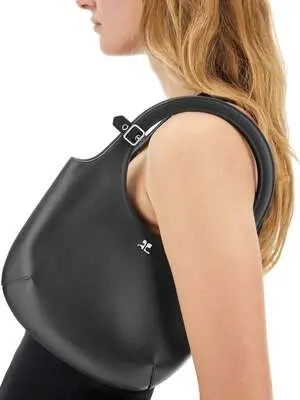 COURREGES Bag Silver Tone Logo - Black
