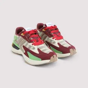 LANVIN Jla Burgundy And Green Calf Leather Sneakers - Red