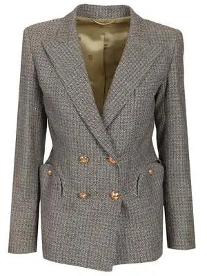 BLAZÉ MILANO Double Breasted Textured Blazer - Gray