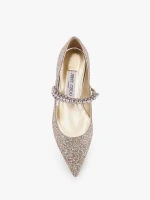 JIMMY CHOO Bing Glitter Pumps With Crystal Strap