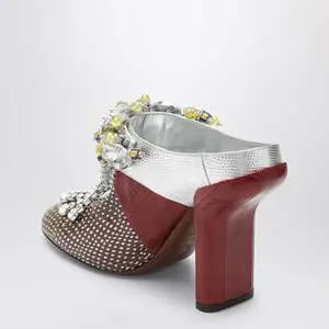 Dries Van Noten Patchwork Embellished Leather Mules
