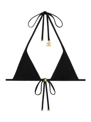 Celine Triomphe Triangle Top In Matt Jersey - Black