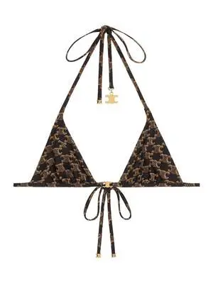 Celine Triangle Top In Matt Jersey With Monogram - Brown
