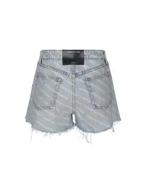 Alexander Wang Bite Denim Shorts With All-over Logo - Blue
