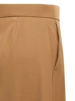 Max Mara Ninfa Wool Gabardine Wide-leg Trousers - Brown