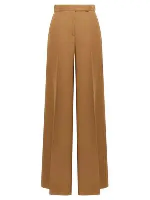 Max Mara Max Mara Ninfa Wool Gabardine Wide-Leg Trousers Brown