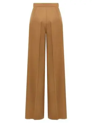 Max Mara Ninfa Wool Gabardine Wide-leg Trousers - Brown
