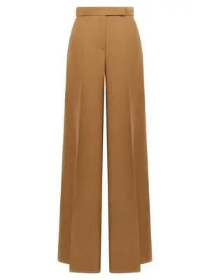 Max Mara Ninfa Wool Gabardine Wide-leg Trousers - Brown