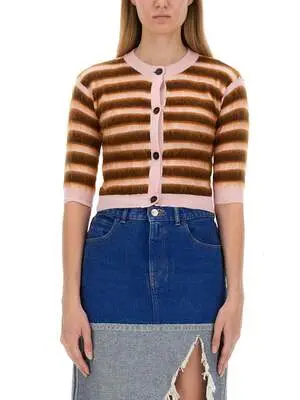 Marni Cropped Stripe Knit Cardigan - Multicolor