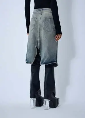 Rick Owens Slivered Denim Skirt